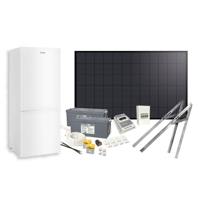 Solcellspaket 300W med kylskåp 132l